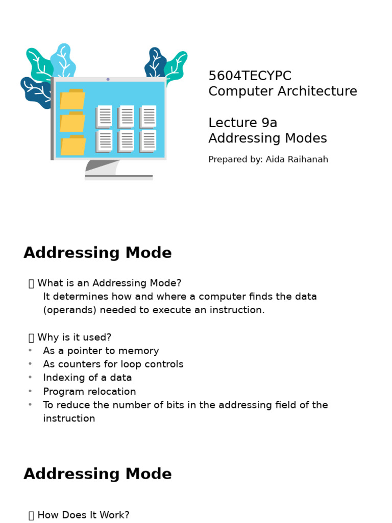 Lecture 9a - Addressing Modes | PDF | Central Processing Unit | Computer Data