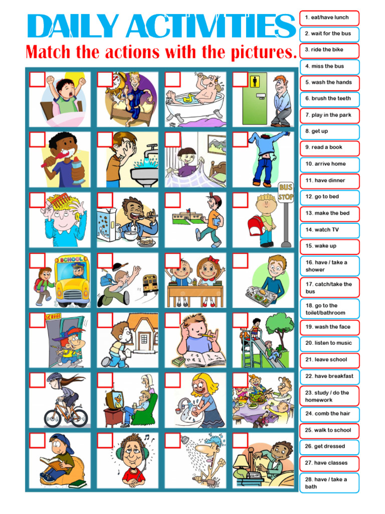 Daily Activities Pictionary | PDF