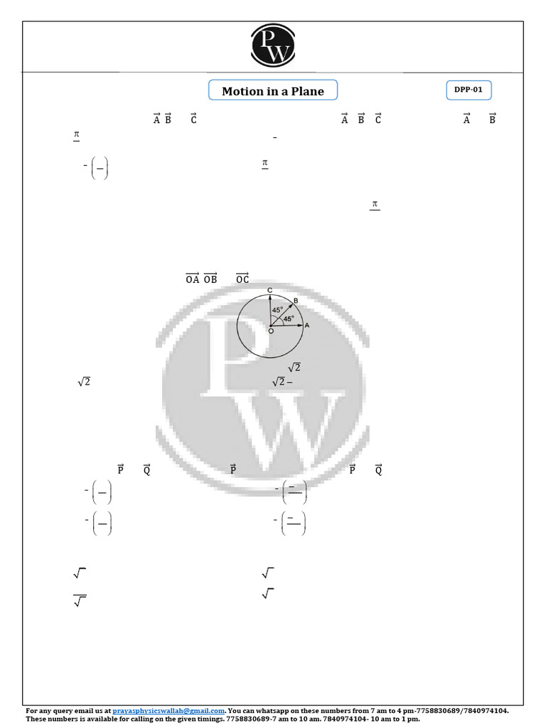 Motion in A Plane - DPP 01 | PDF | Angle | Euclidean Vector