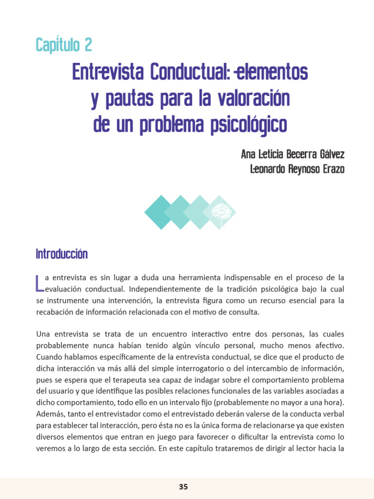 TP4_Entrevista Conductual-Elementos y Pautas Para La Valoración de Un Problema Psicológico | PDF ...