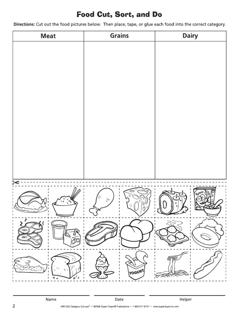 Category Cutups Food Items P.2 Mixed Sorting Mat | PDF