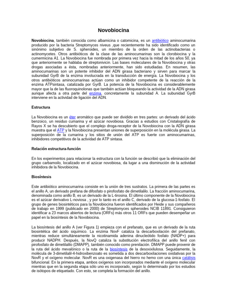 Novobiocina | PDF | Biomoléculas | Enzima