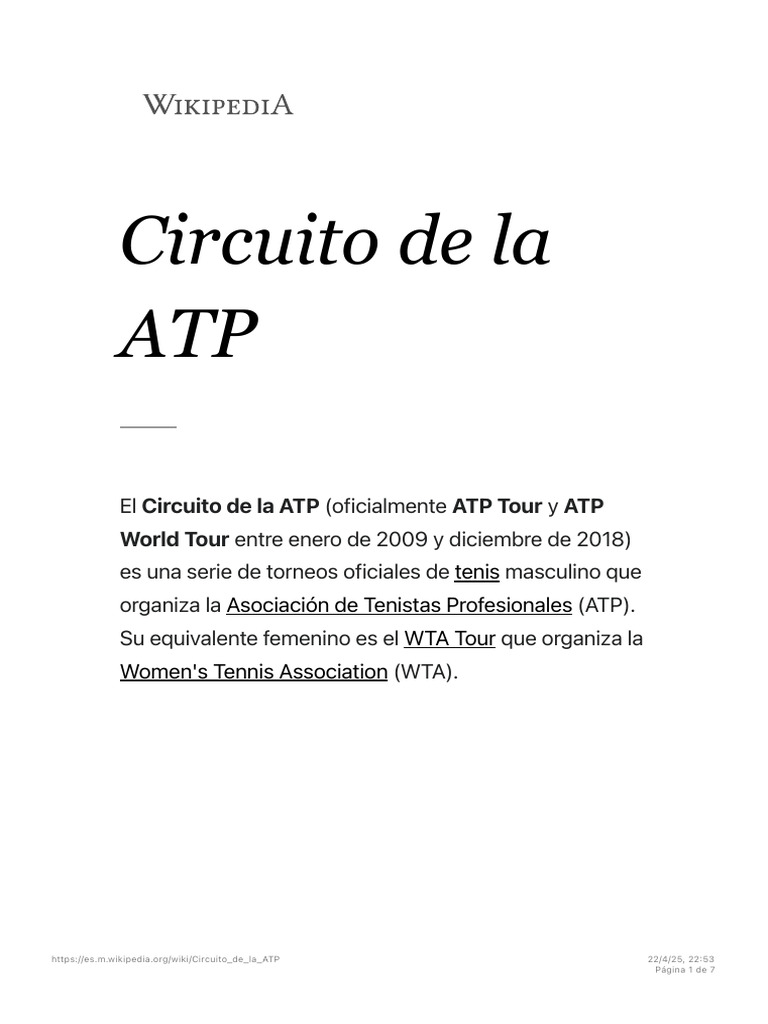 Circuito de La ATP - Wikipedia, La Enciclopedia Libre | PDF | Deportes ...