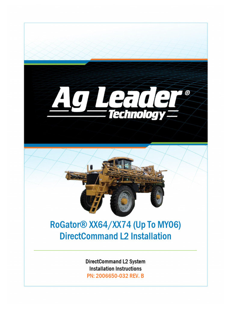 2006650-032 Install Manual L2 RoGator XX64 74 To MY06 RevB | PDF | Electrical Connector | Valve