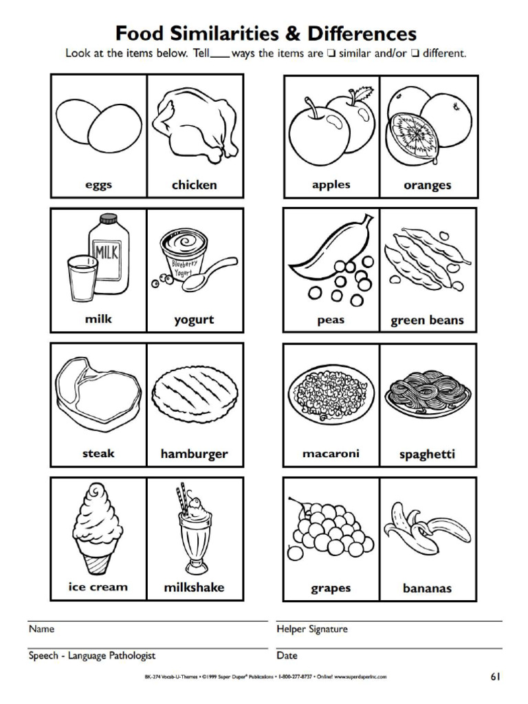 Vocab-U-Themes - Food Items - p.61-62 - Comparison | PDF
