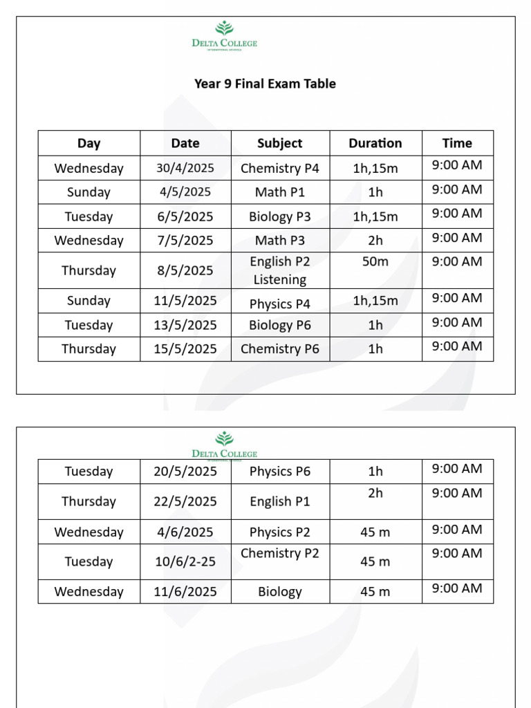 Grade 12 Exam Timetable 2025 | PDF
