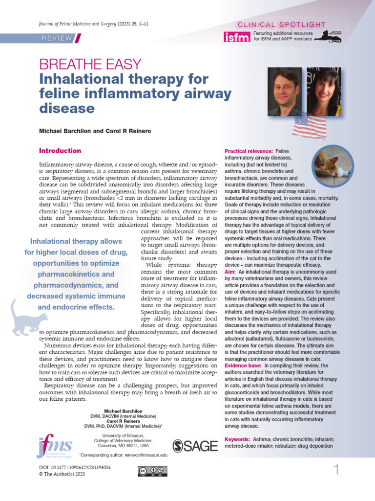 Breathe Easy Inhalational Therapy For Feline Infla | PDF | Respiratory ...