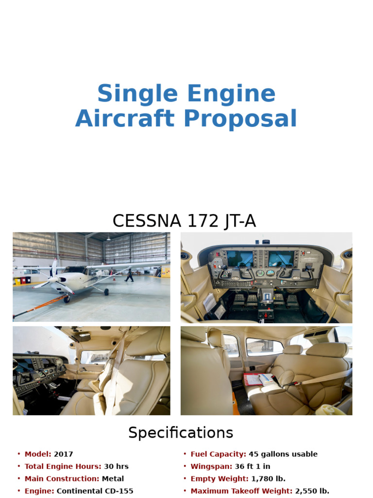 Single Engine Aircraft Specifications | PDF | Takeoff | Landing Gear