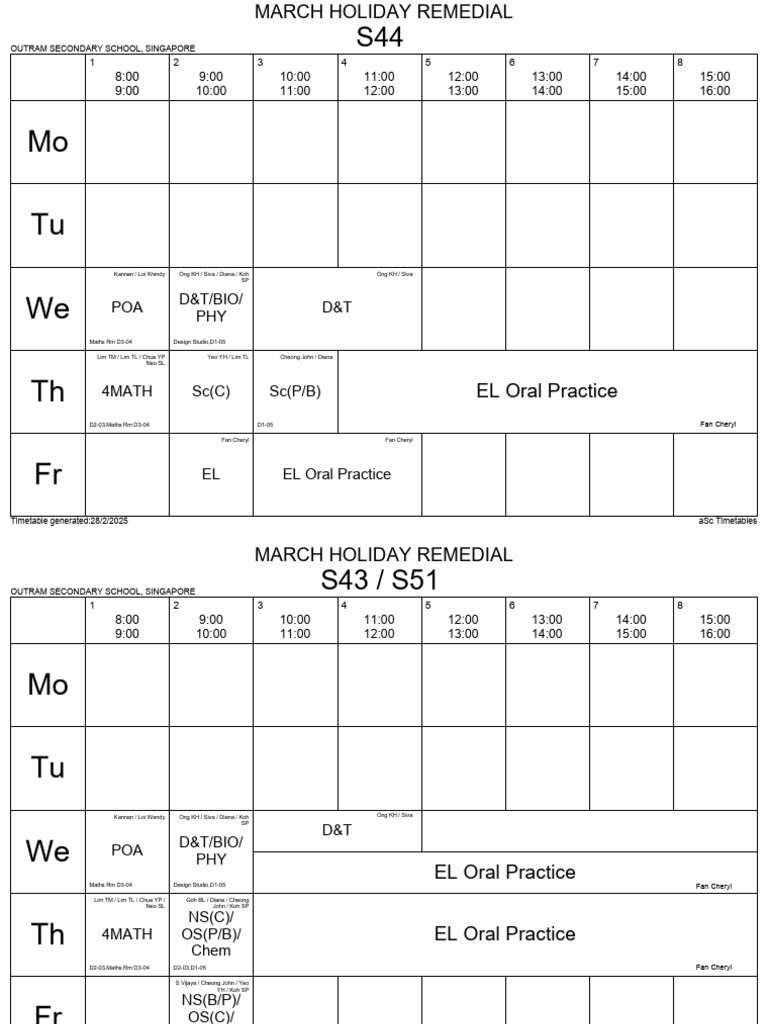 March Remediation Schedule | PDF