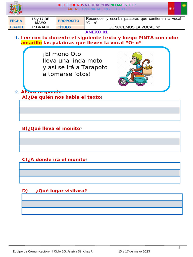 Actividades para aprender la vocal "O" | PDF