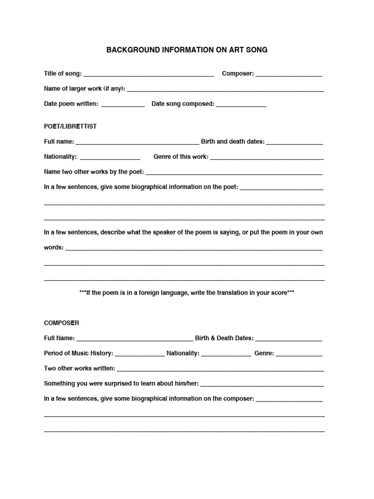 Art Song Background Information Guide | PDF