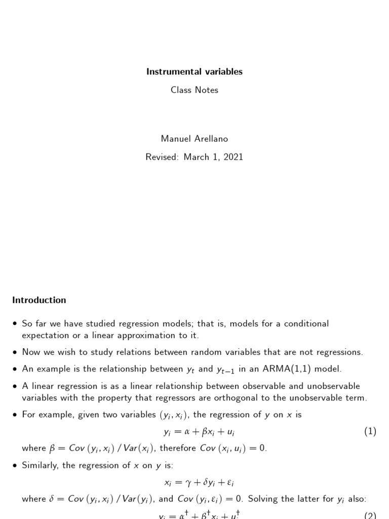 Instrumental Variables Slides 2021 | PDF | Ordinary Least Squares | Linear Regression