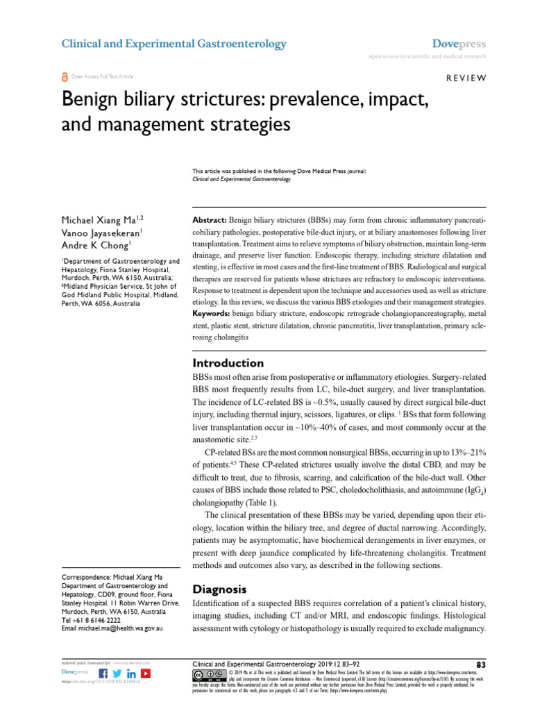 Bening Biliary Stricture | PDF | Stent | Gastroenterology