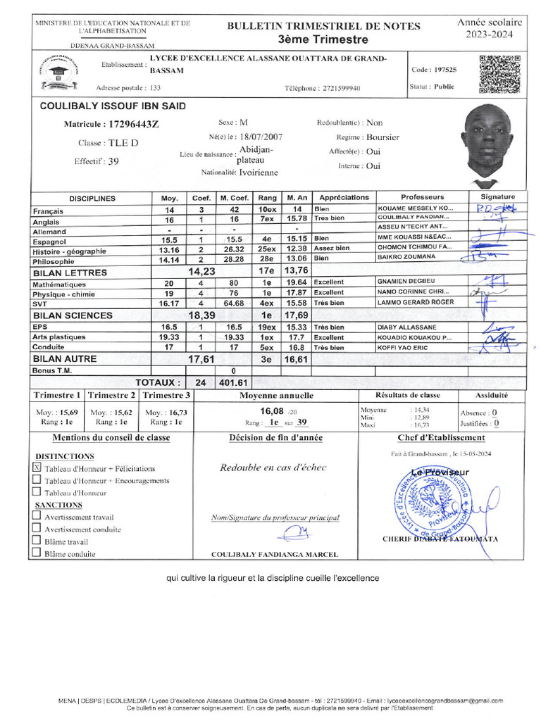 Bulletin Tle D - 3e Trimestre 2 | PDF