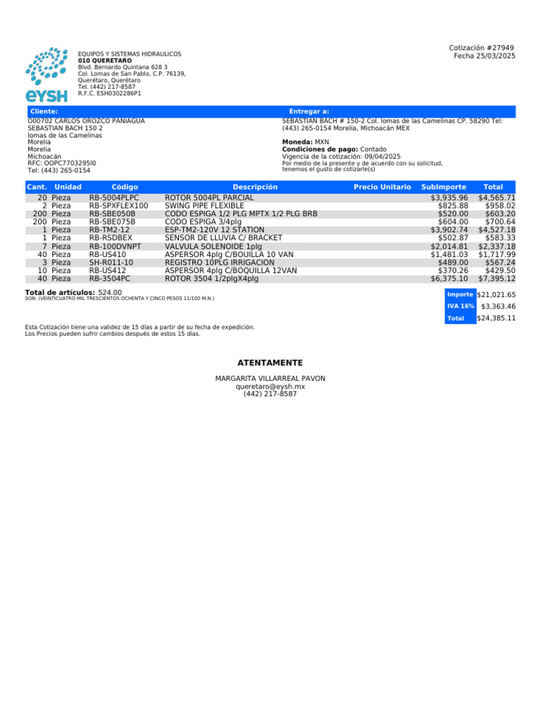 Cotizacion 27949-1 | PDF