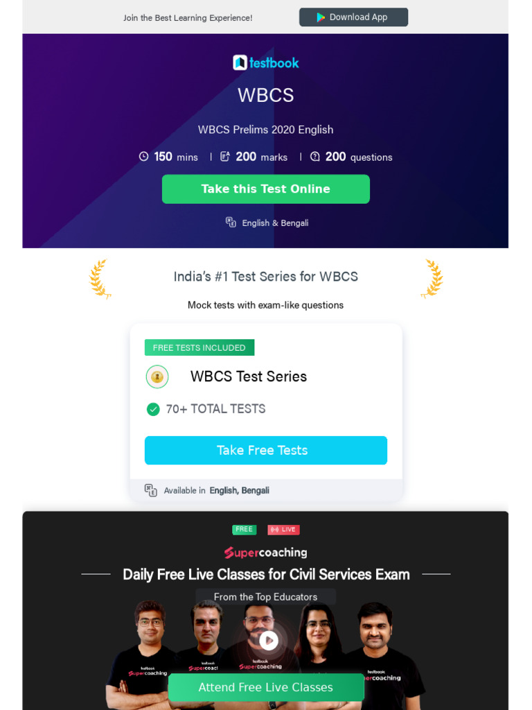 Wbcs Prelims 2020 English Pdf