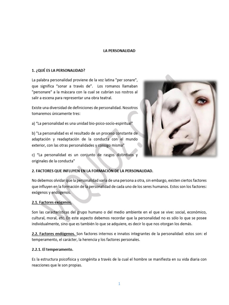 La Personalidad | PDF | Psicosis | Temperamento