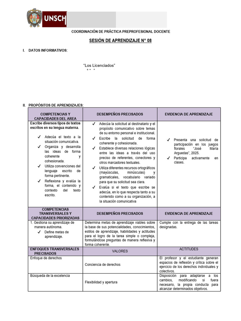 Sesión de Aprendizaje #09 Los Licenciados - 5°A | PDF | Aprendizaje | Maestros