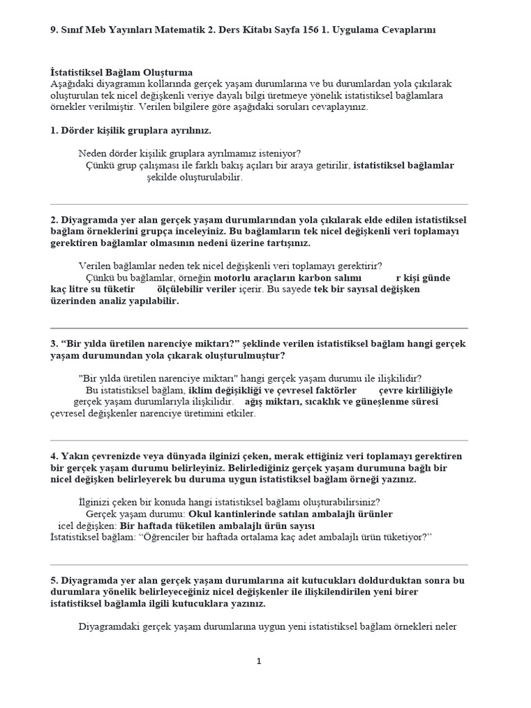 Mat 153 165 Cevap | PDF