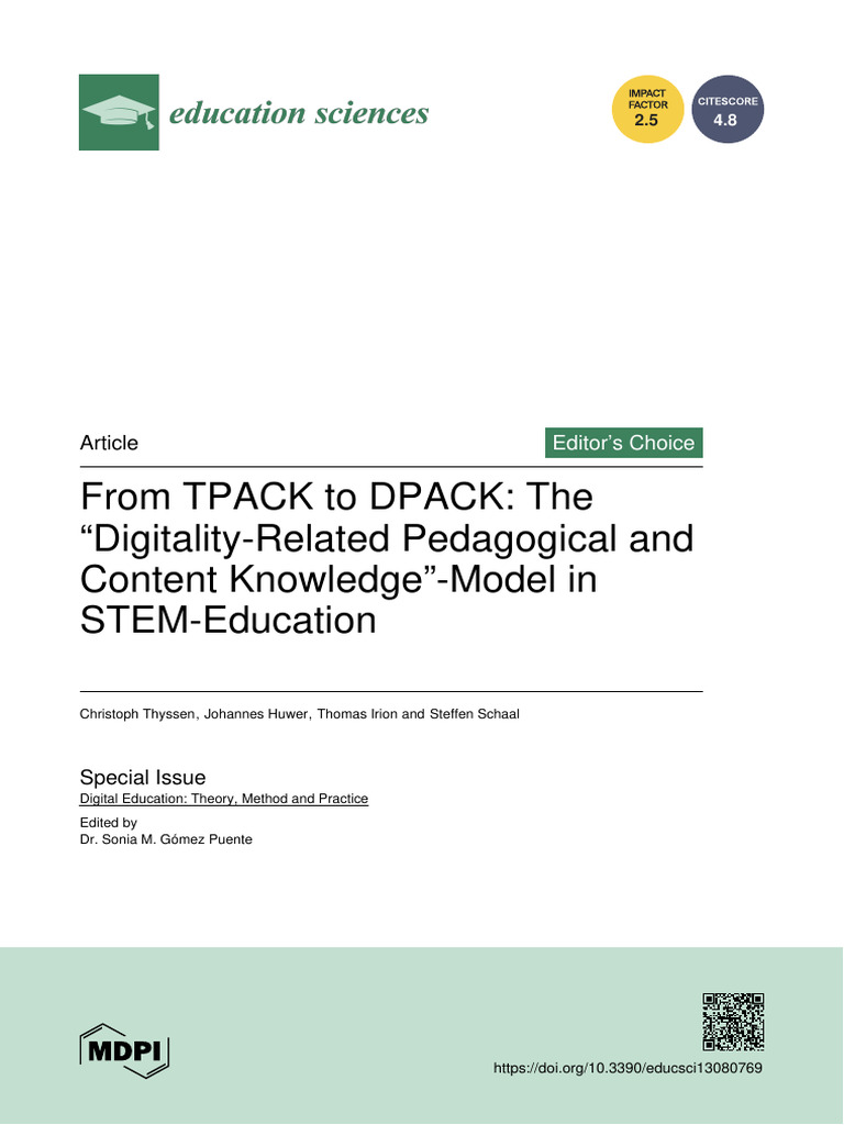 From TPACK To DPACK - Tyssen | PDF | Pedagogy | Learning
