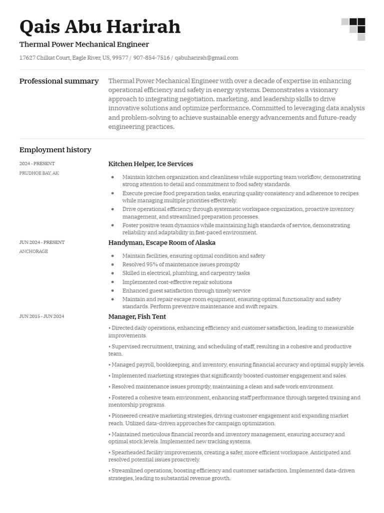 Qais-Abu Harirah-Thermal Power Mechanical Engineer | PDF | Marketing ...