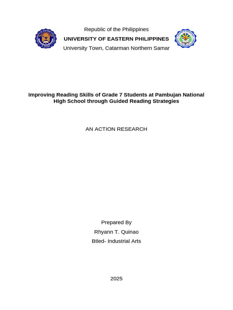 Internship Action Research | PDF | Reading Comprehension | Literacy