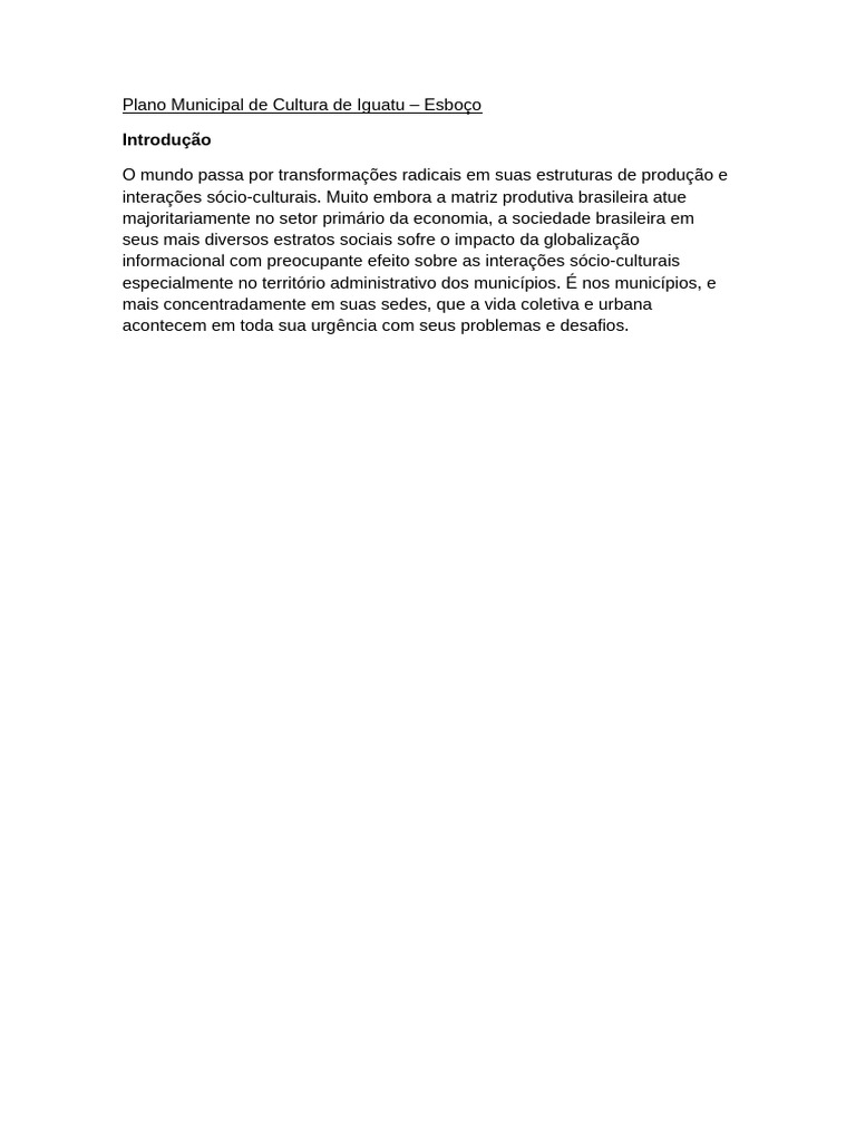 Plano Municipal de Cultura de Iguatu | PDF