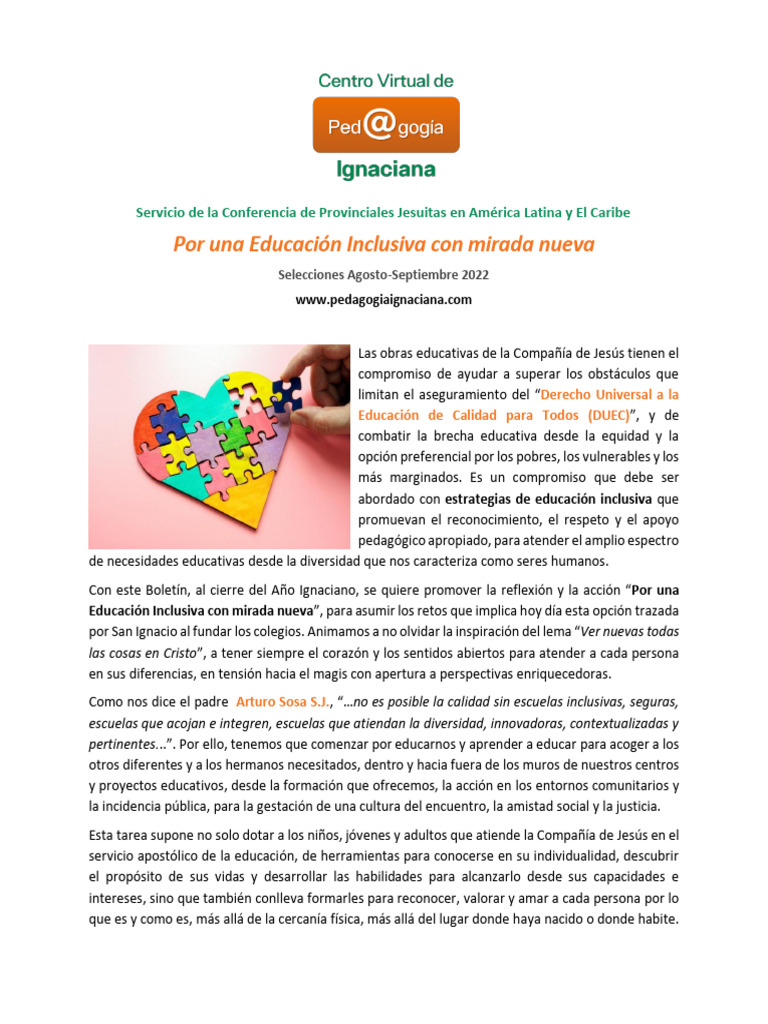Educación Inclusiva en la Compañía de Jesús | PDF | Inclusión ...