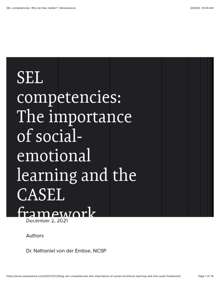 The Importance of SEL and The CASEL Framework | PDF | Curriculum | Teachers