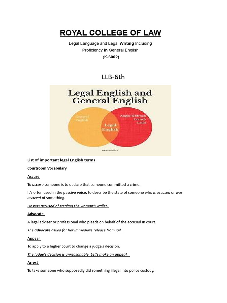 Legal Language and Writing Essentials | PDF | Verb | Subject (Grammar)