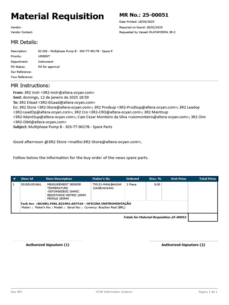 Material Requisition: MR Details | PDF