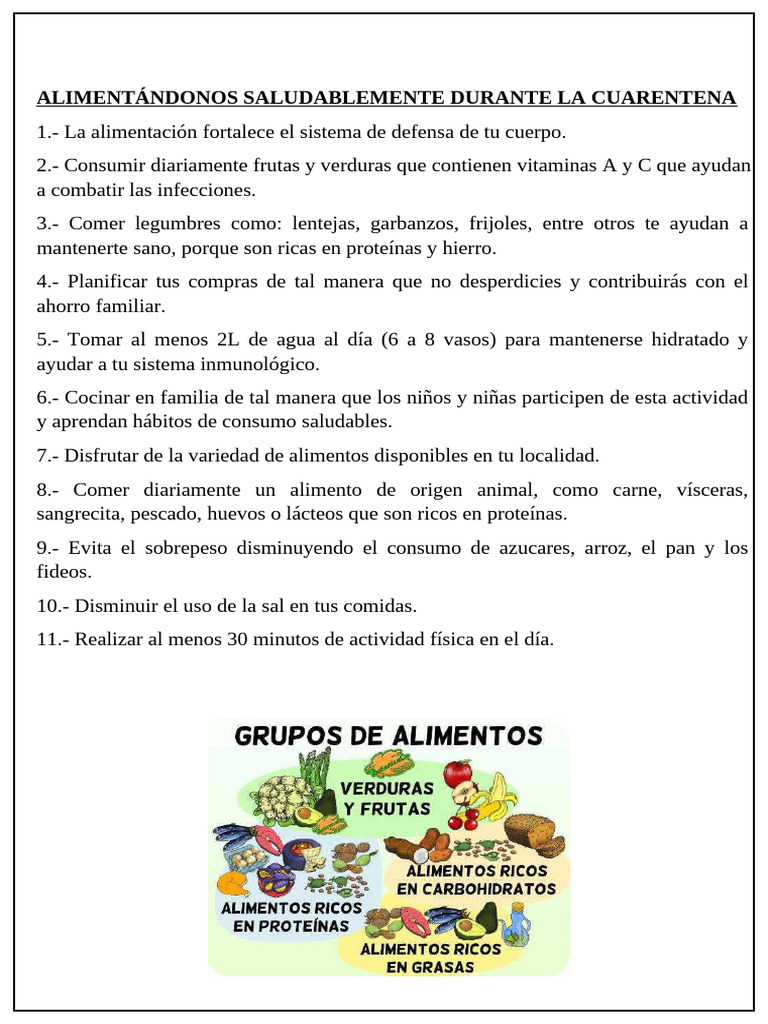 Alimentación Saludable en Cuarentena | PDF