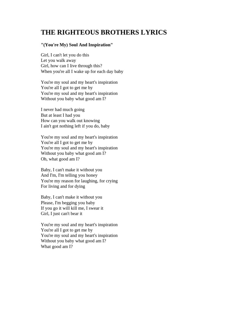 The Righteous Brothers Lyrics | PDF