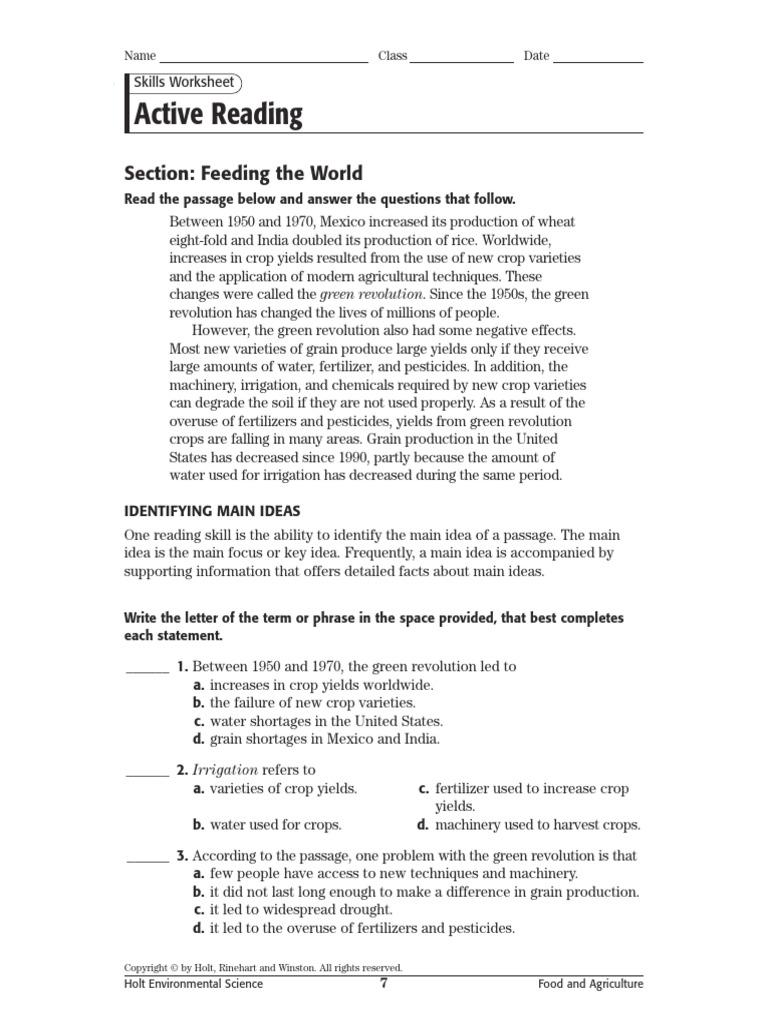 active_reading_feeding_the_world | PDF | Green Revolution | Agriculture