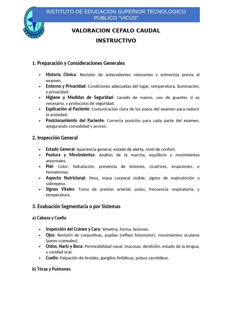 Guía de Valoración Cefalo Caudal | PDF | Especialidades Medicas