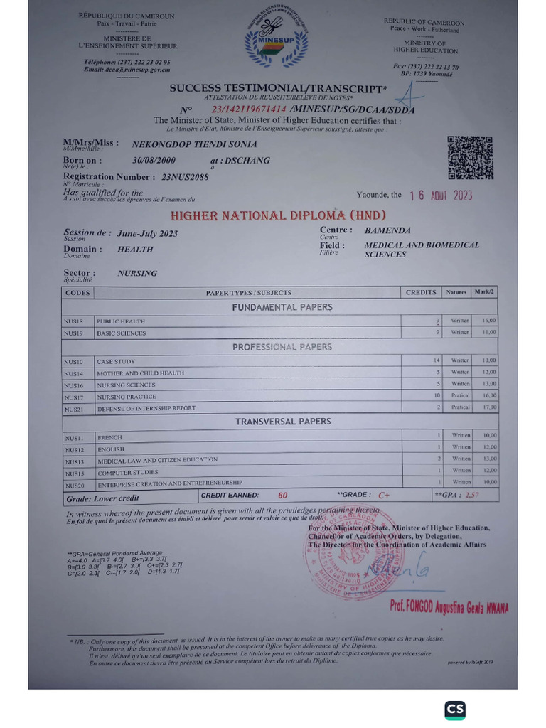 HND Results Slip | PDF