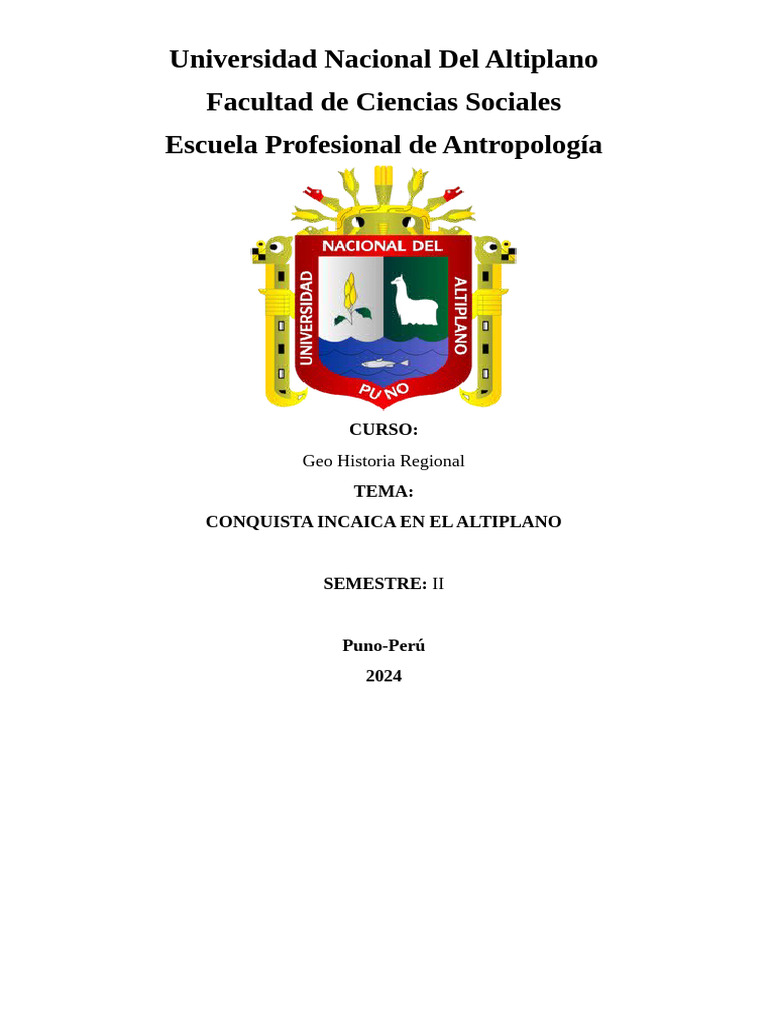 Conquista Incaica en el Altiplano | PDF | Imperio Inca | Andes