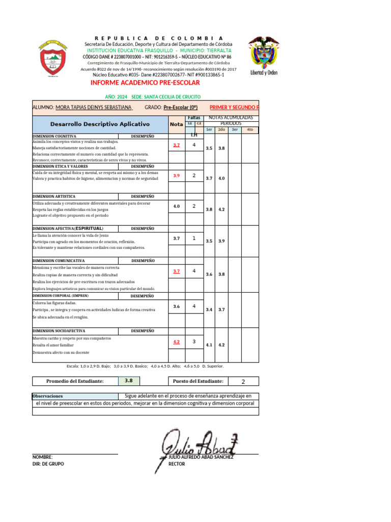 Boletin Pre-Escolar 0° 2024 | PDF | Cognición | Ciencias del comportamiento