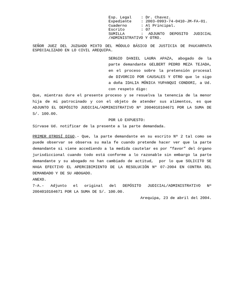 Escri To Civil Adjunto Deposito | PDF