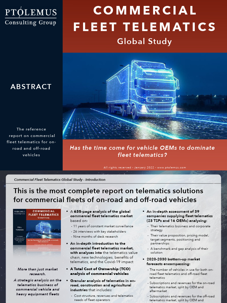 Commercial Fleet Telematics Global Study Abstract PTOLEMUS Consulting Group | PDF | Vehicles ...