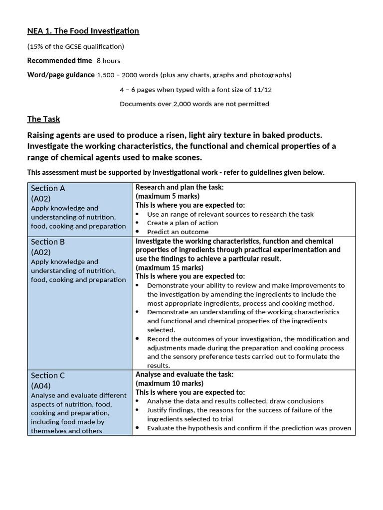 NEA 1 Raising Agents Task | PDF | Knowledge | Cognitive Science