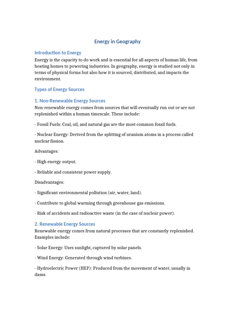 Understanding Energy in Geography | PDF | Energy Development ...