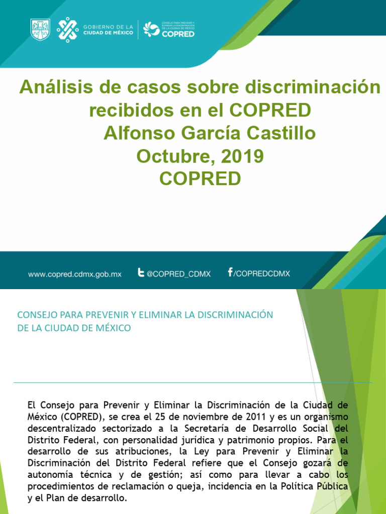 Análisis de casos sobre discriminación recibidos en el COPRED | PDF ...