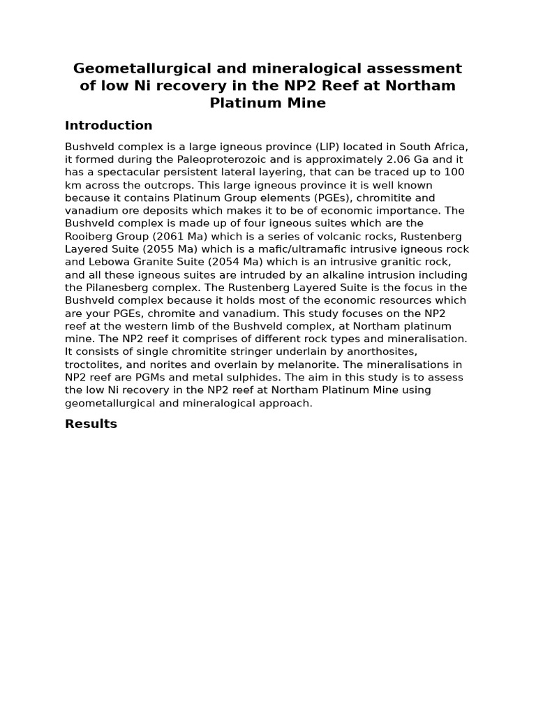 Geometallurgy and Process Mineralogy Assignment - Kabelo Nxumalo | PDF | Geology | Minerals