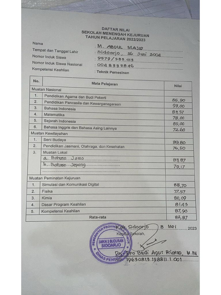 Ijazah, Transkip Nilai | PDF