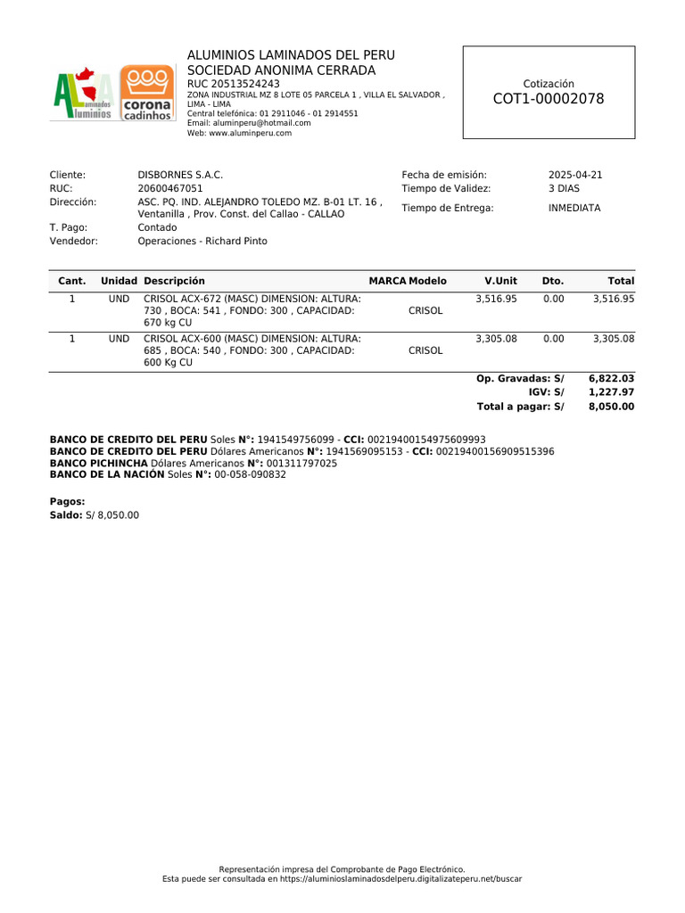 Cot1 2078 20250421 | PDF | Bancario