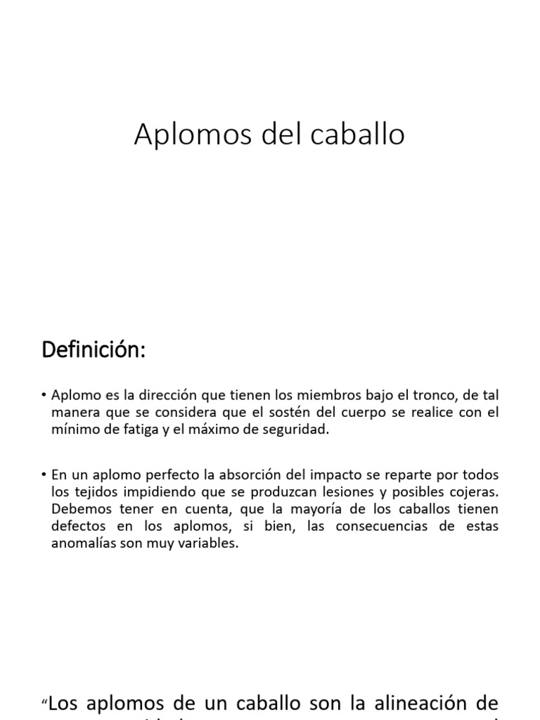 Aplomos en Caballos: Definición y Evaluación | PDF | Rodilla | Caballos