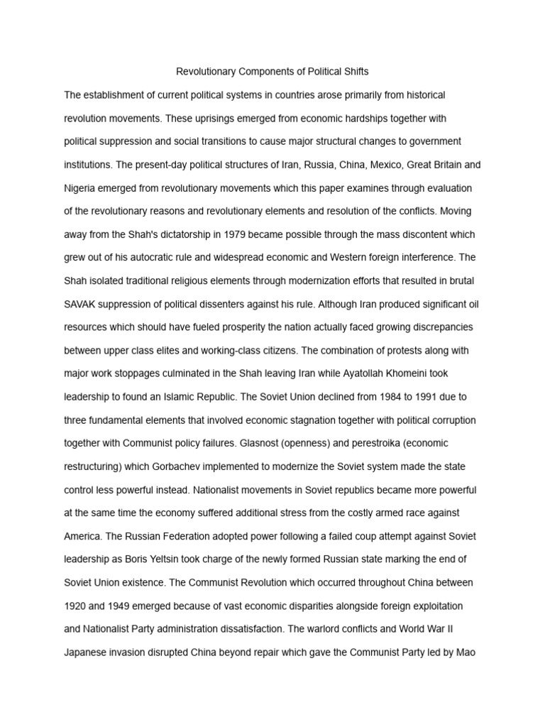PEC - Revolutionary Components Essay Assignment - Rohan Iyer (1) | PDF | Soviet Union | World ...