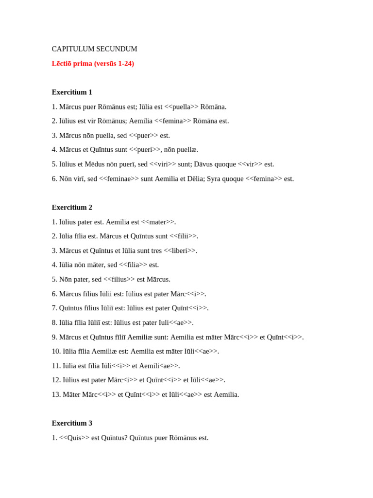 Capitulum Secundum. Familia Romana | PDF