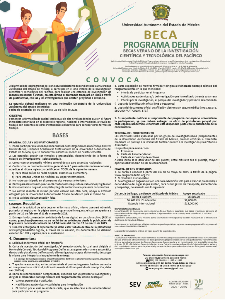 Convocatoria Becas Verano Delfín 2025 | PDF | México | Universidad